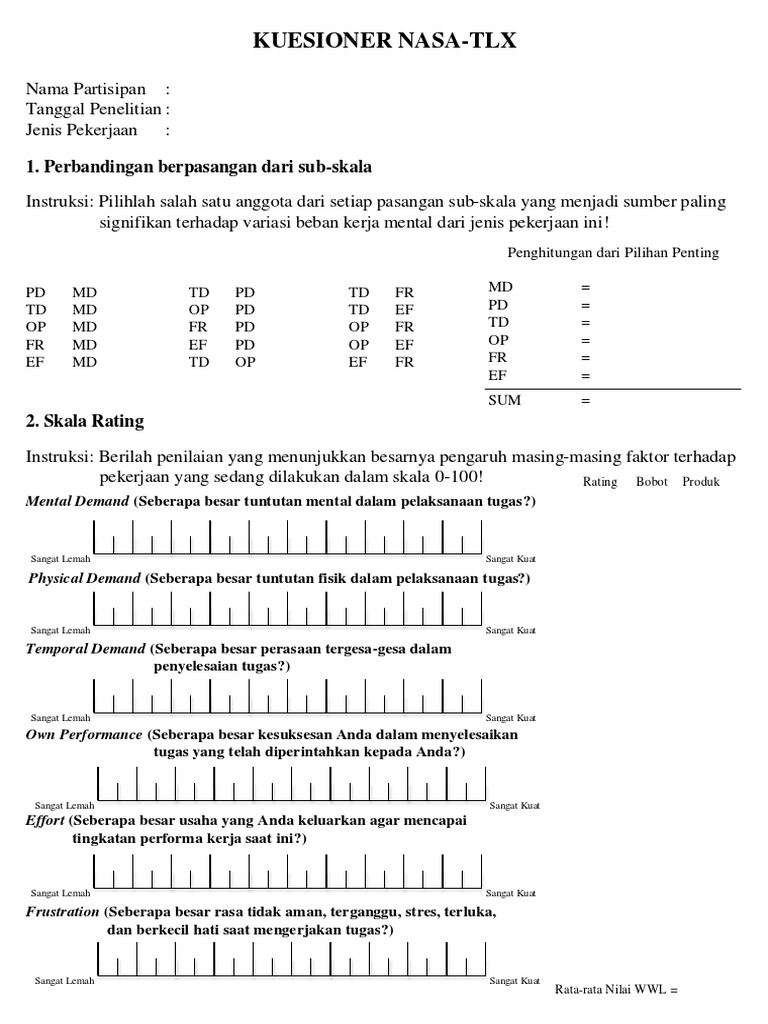 Nasa Tlx Indonesia Pdf