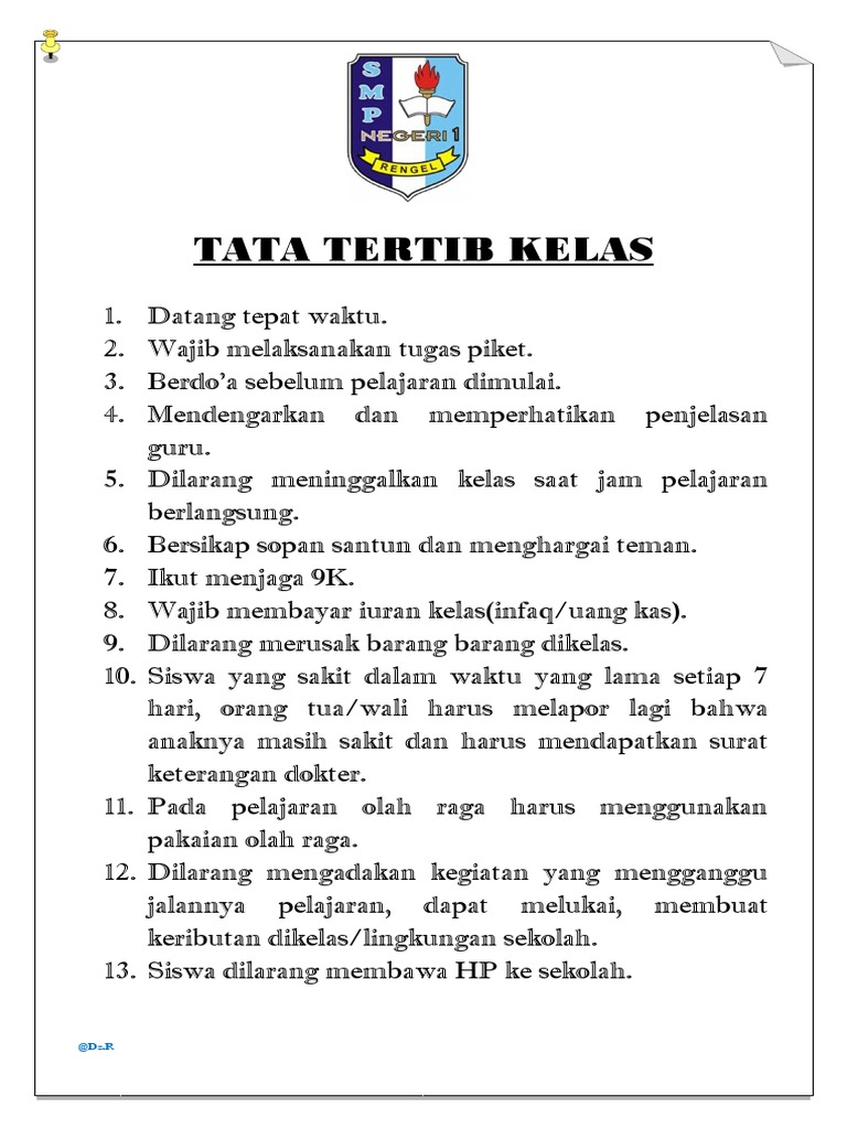 Tata Tertib Kelas | PDF