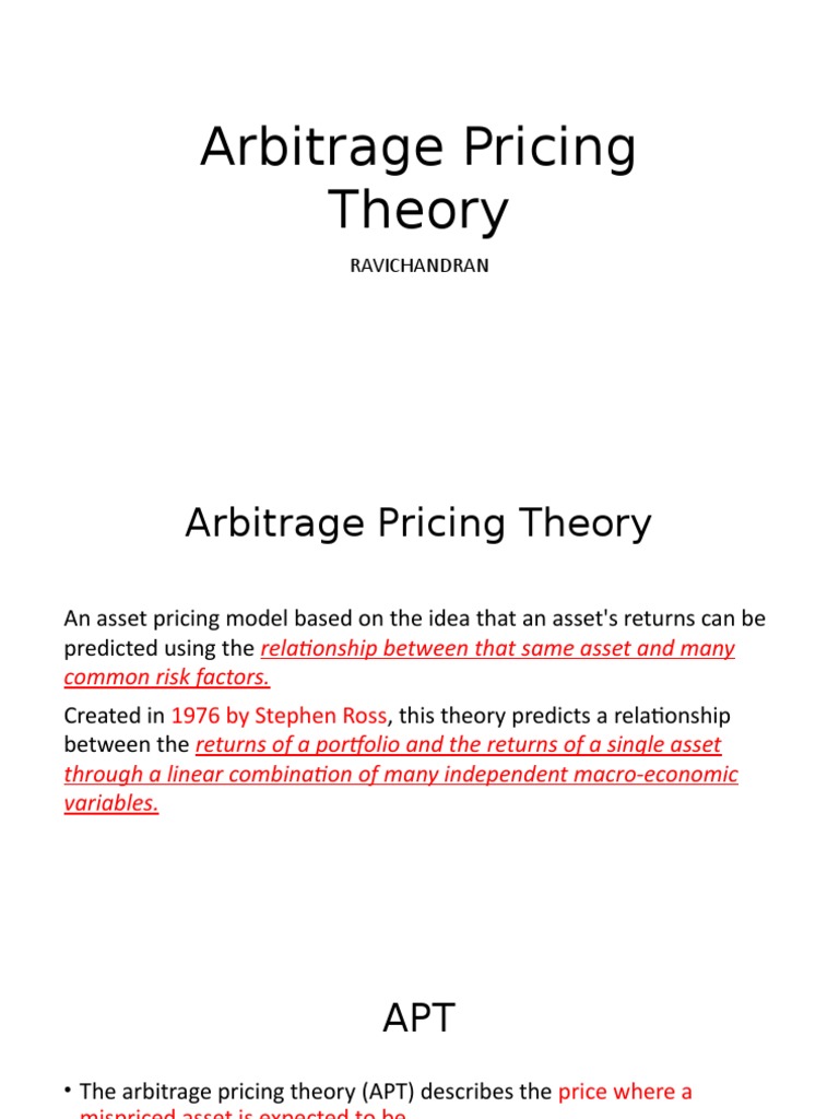 Arbitrage Pricing Theory | PDF | Capital Asset Pricing Model | Arbitrage