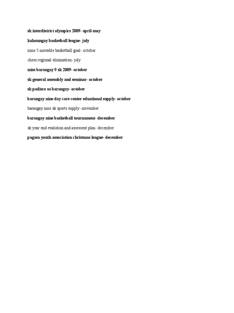 SK Events and Tournaments 2009 | PDF
