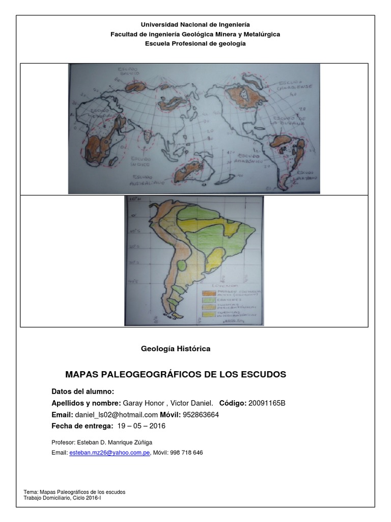Garay Honor, Daniel - Mapas Paleograficos de Los Escudos | PDF | Roca (geología) | Continente