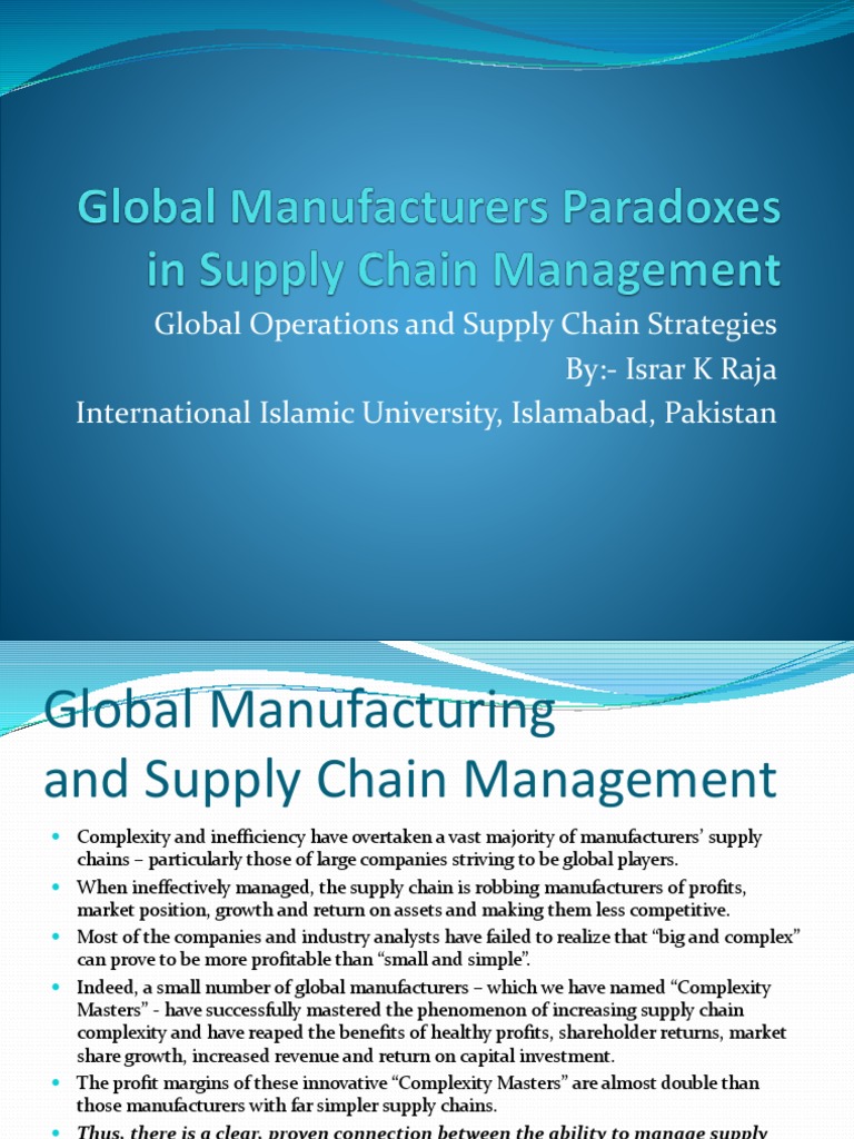 Mastering Global Supply Chain Complexity | PDF | Supply Chain ...