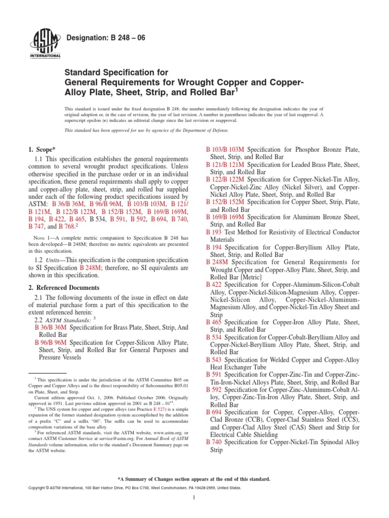 Astm B248 PDF | PDF | Engineering Tolerance | Alloy