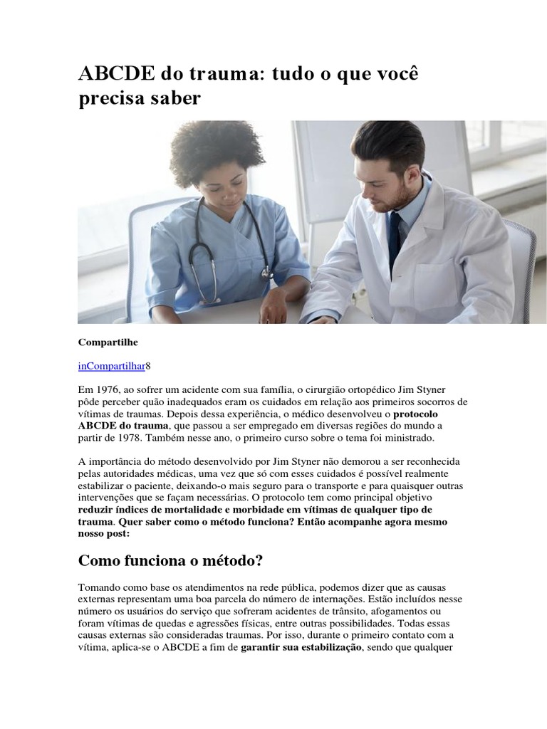 Abcde Do Trauma | PDF | Sangramento | Tráfego