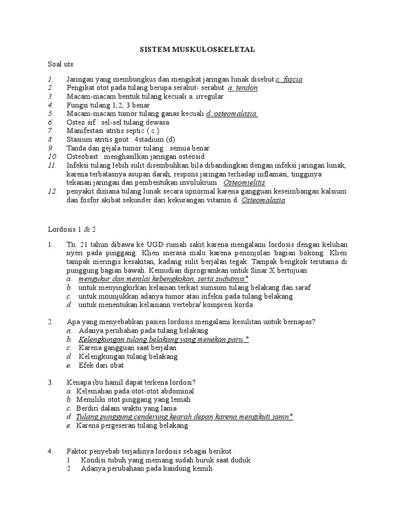 Soal Muskuloskeletal | PDF