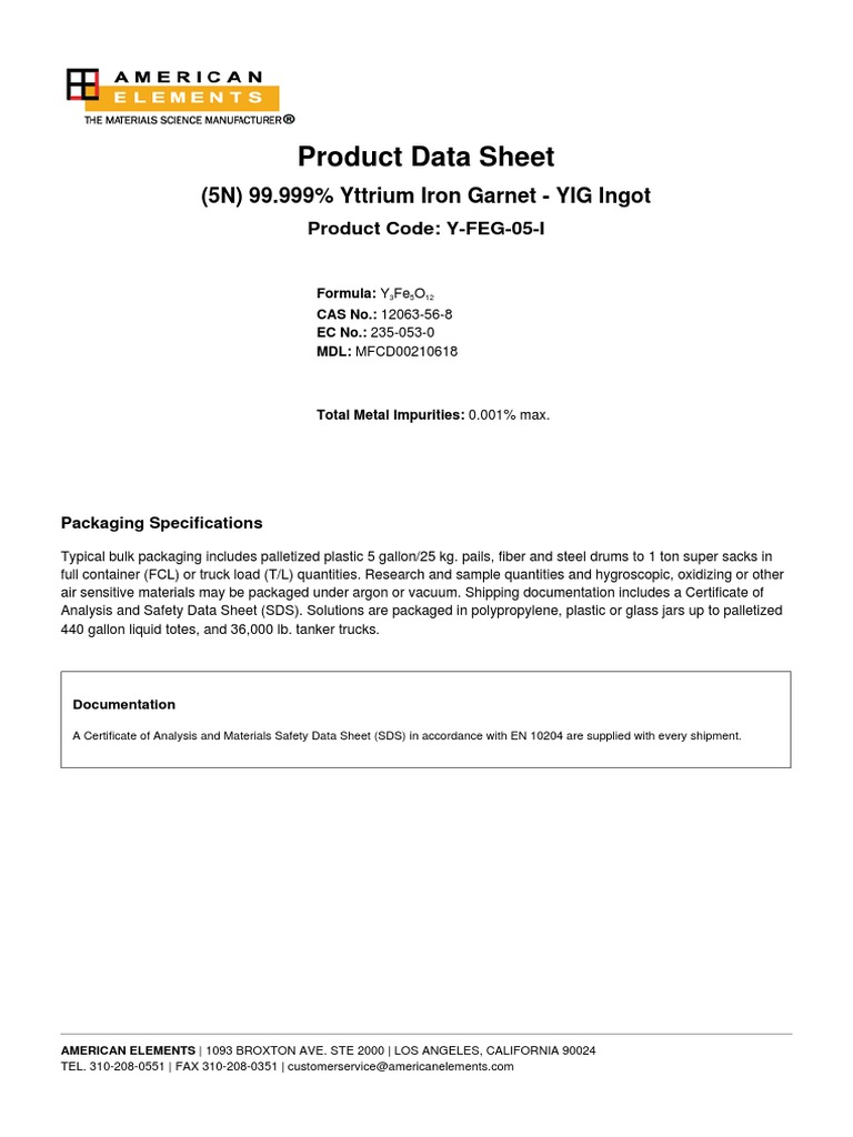 Safety Data Sheet - American Elements | PDF