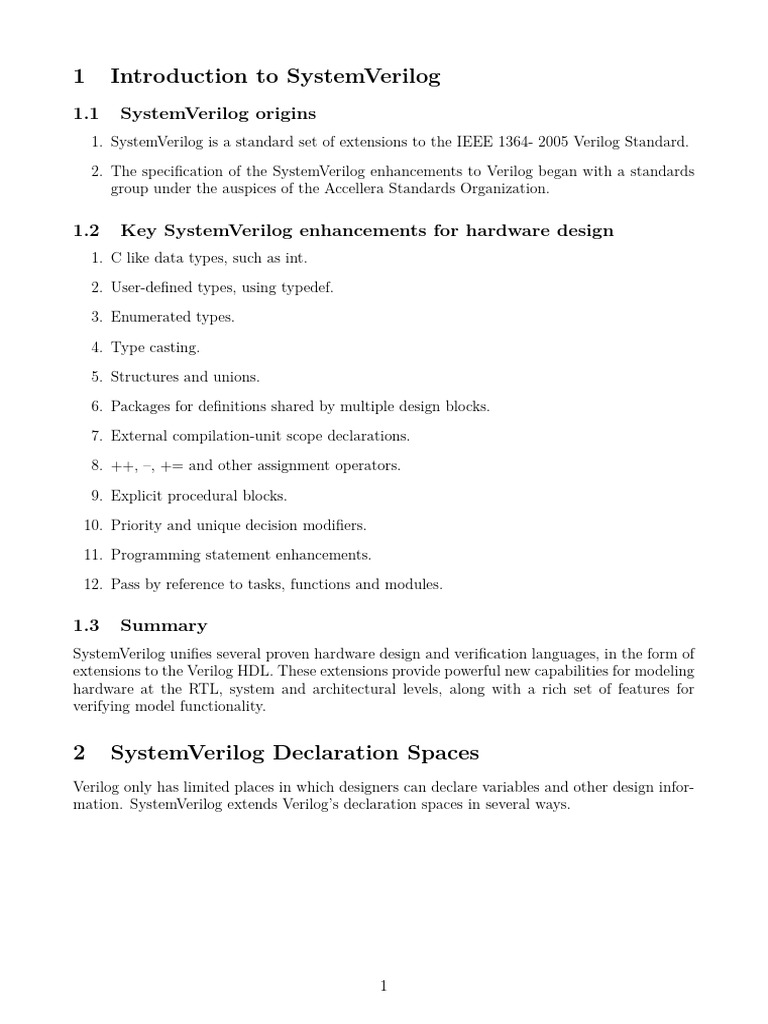 System Verilog For Design Pdf Data Type Scope Computer Science