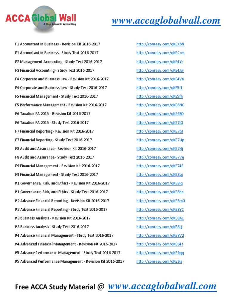 ACCA BPP Study Material 2017 PDF | PDF | Accounting | Business