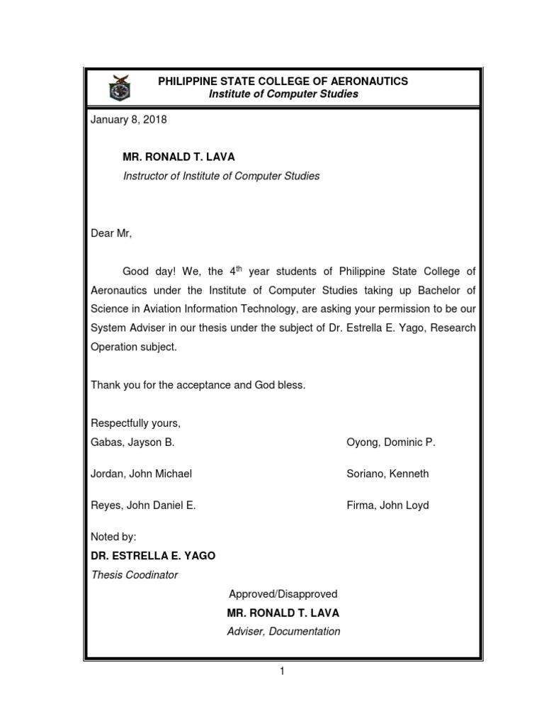 Thesis Adviser Request Letter | PDF