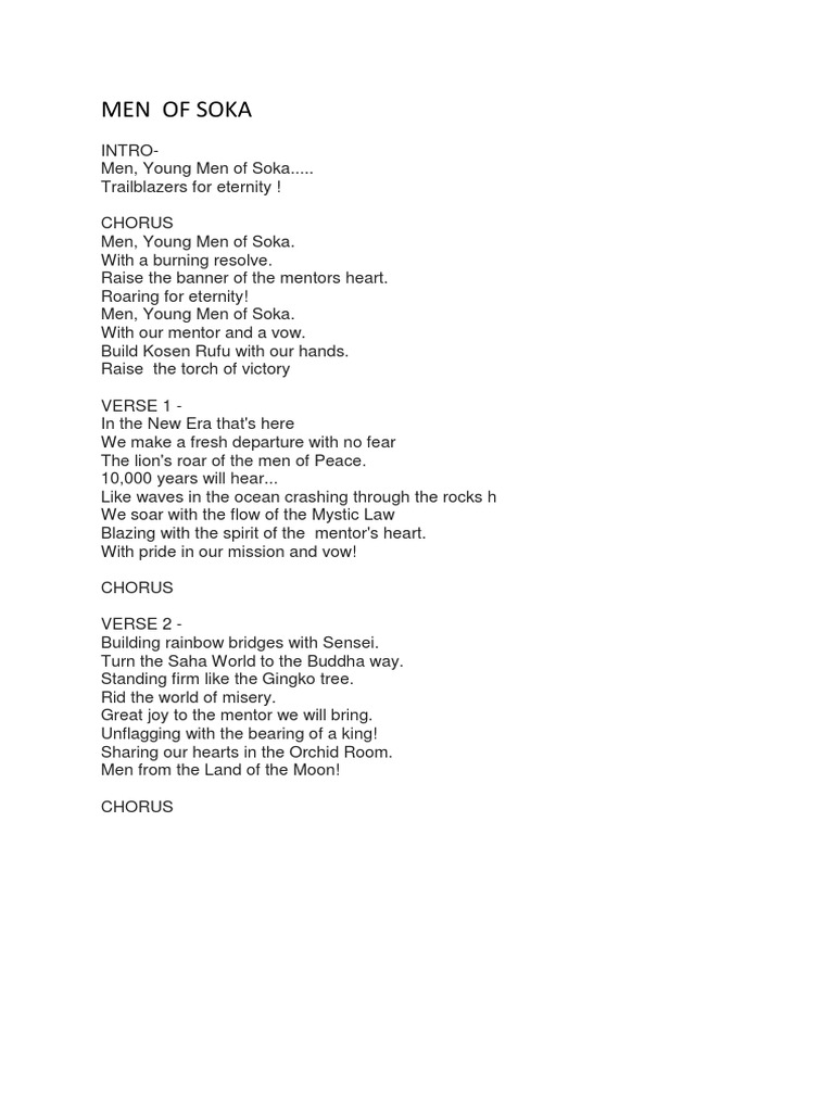 Trailblazers of Soka: A Song for Men | PDF