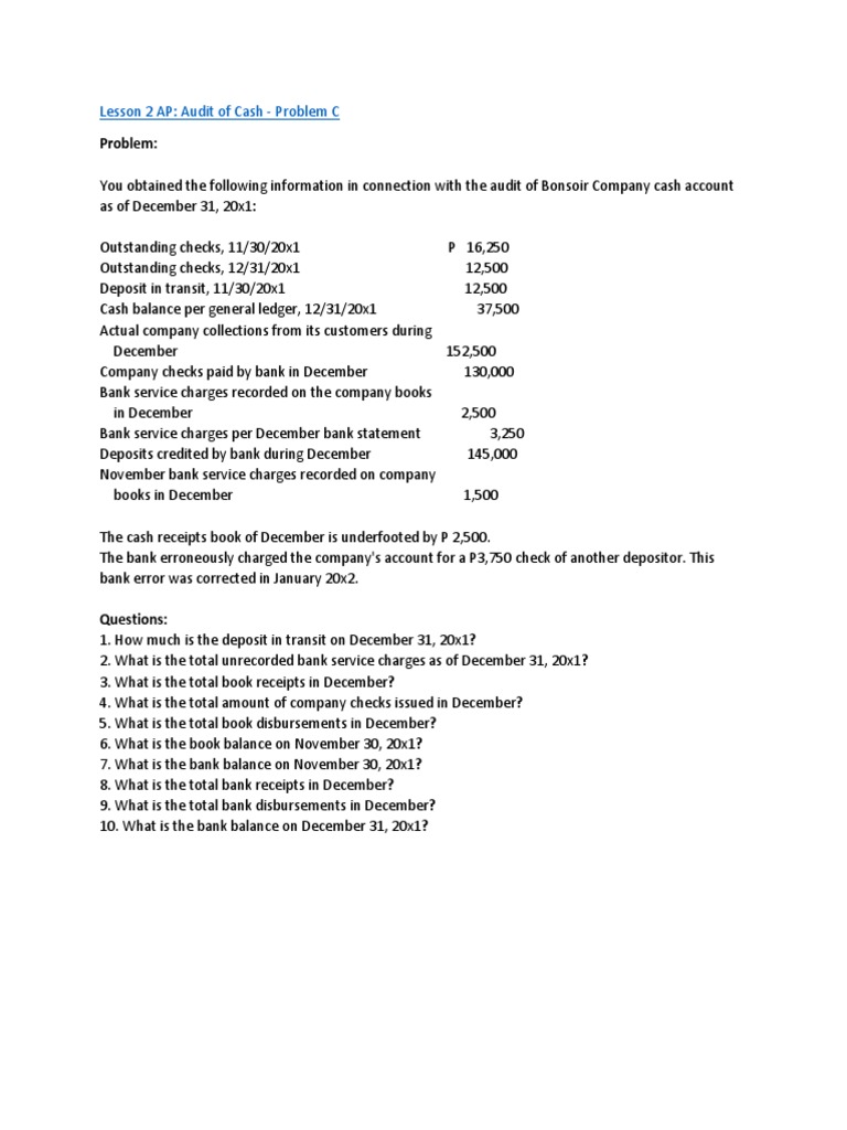 Audit of Cash