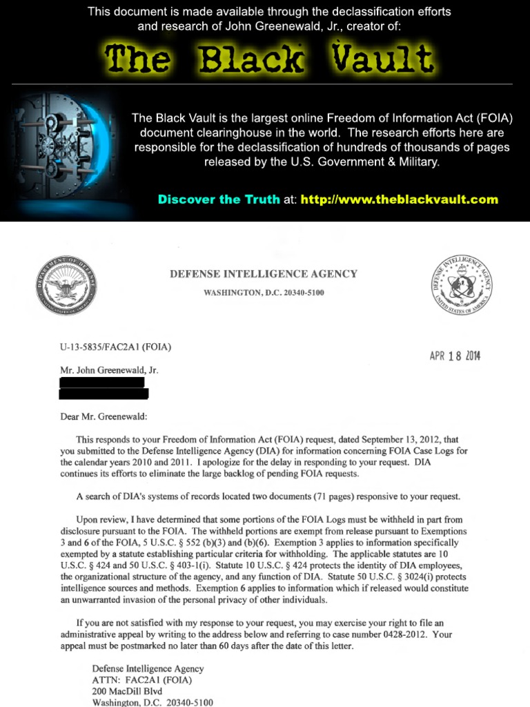 CIA Inteligent Dia 2010 2011 Log | PDF | Freedom Of Information Act ...