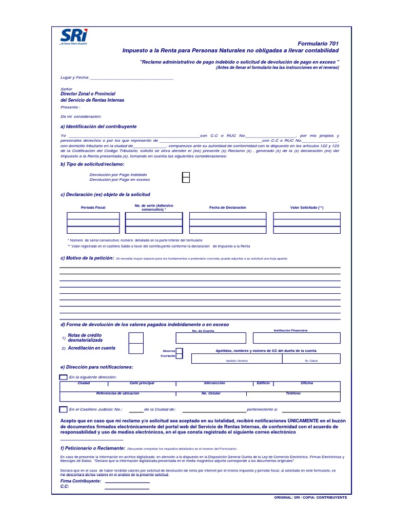 Formulario 701 Dev. Impto Renta Actualizado 2017 | Descargar gratis PDF | Pagos | Impuestos