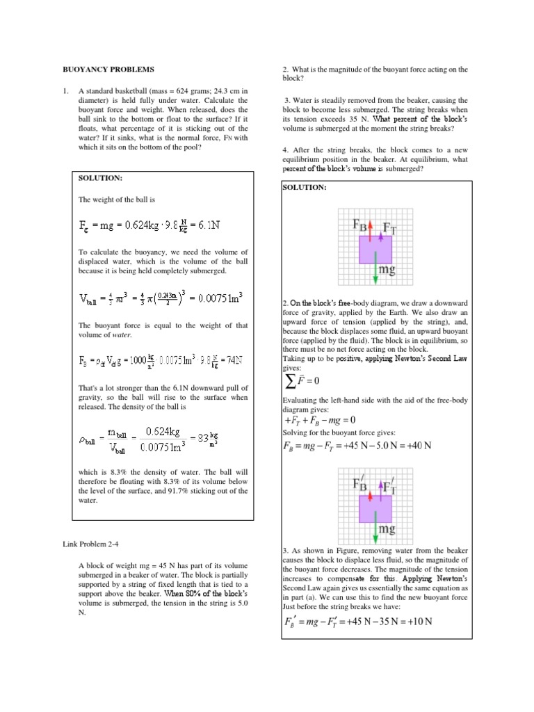 Buoyancy Problems | PDF | Buoyancy | Density