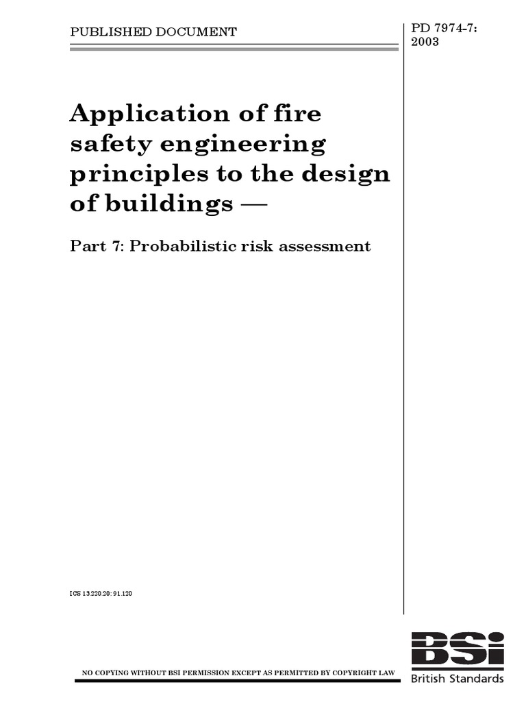 PD 7974-7-2003 - Application of Fire Safety Engineering Principles To ...