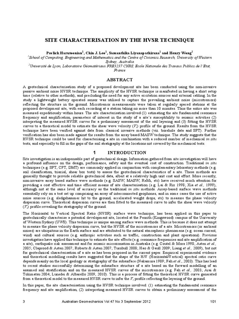 HVSR Technique for Kingswood Site Analysis | PDF | Geotechnical ...