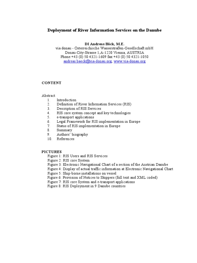 RIS Deployment in The Danube Countries - Final PDF | PDF | Danube ...