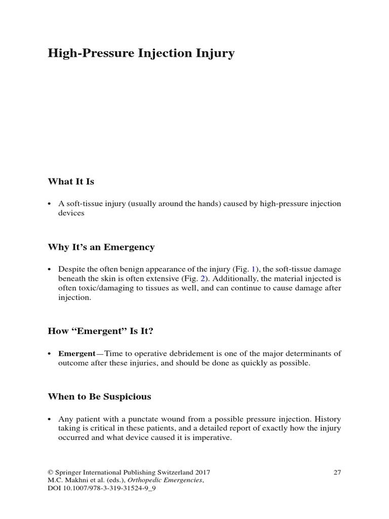 High-Pressure Injection Injury | PDF