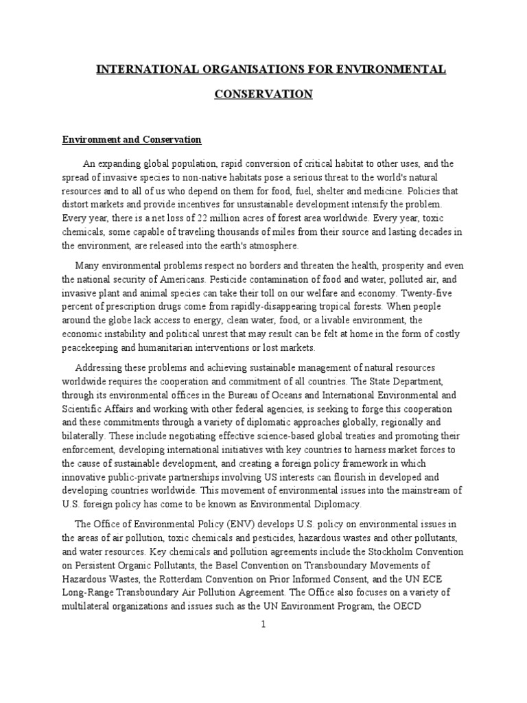 International Organisations For Environmental Conservation | PDF ...