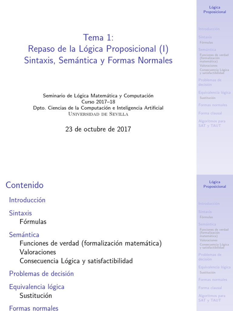 Sintaxis de La Lógica Proposicional | PDF | Proposición | Algoritmos
