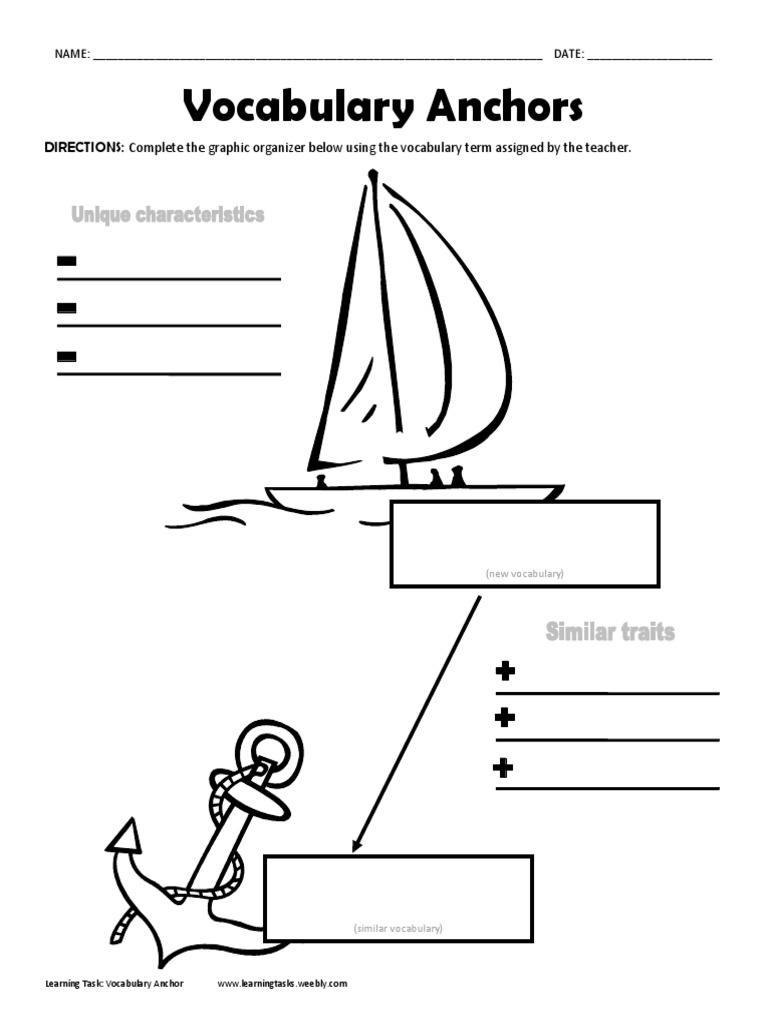 Vocabulary Anchor Graphic Organizer | PDF