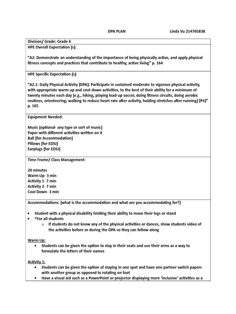 Dpa Template Assignment 3 | PDF | Disability | Physical Fitness