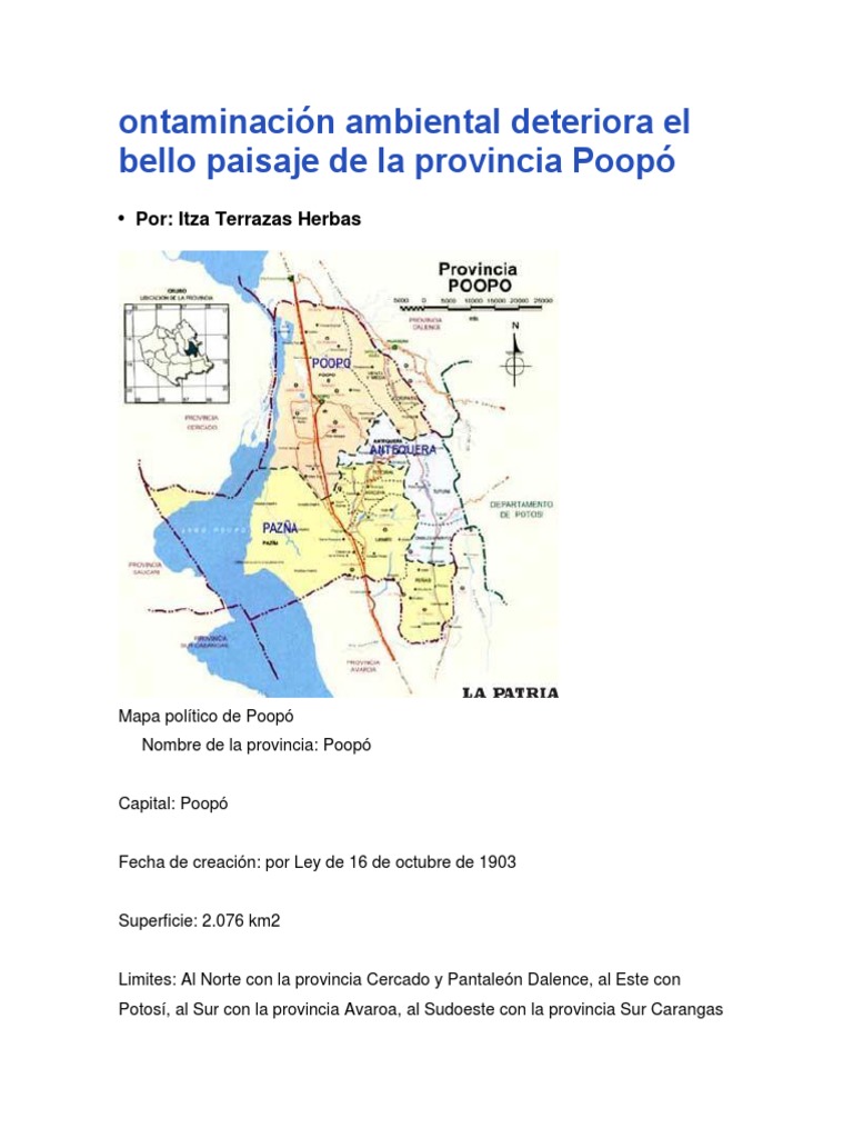 Ontaminación Ambiental Deteriora El Bello Paisaje de La Provincia Poopó ...