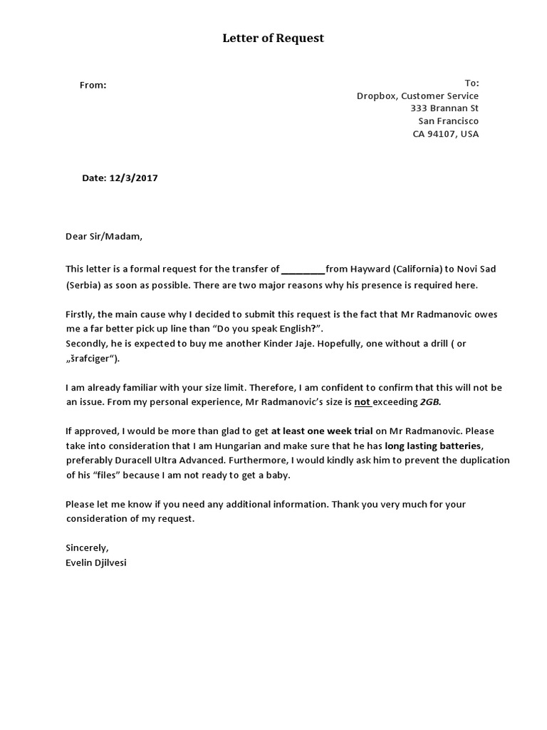 Letter of Request | PDF