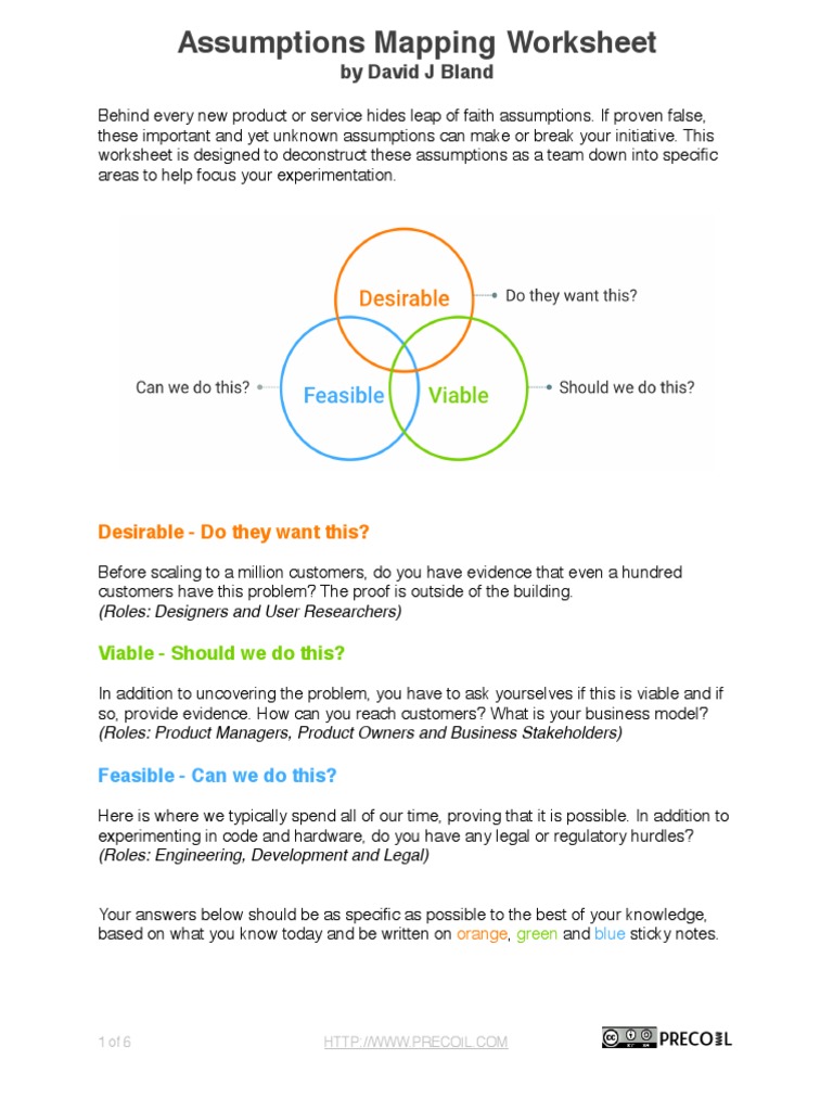 Assumptions Mapping Worksheet - PRECOIL 2.0 | PDF | Cartesian ...