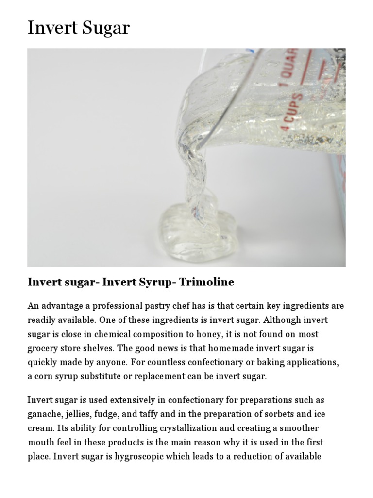 Invert Sugar Recipe - by Pastry Chef - Author Eddy Van Damme | PDF ...