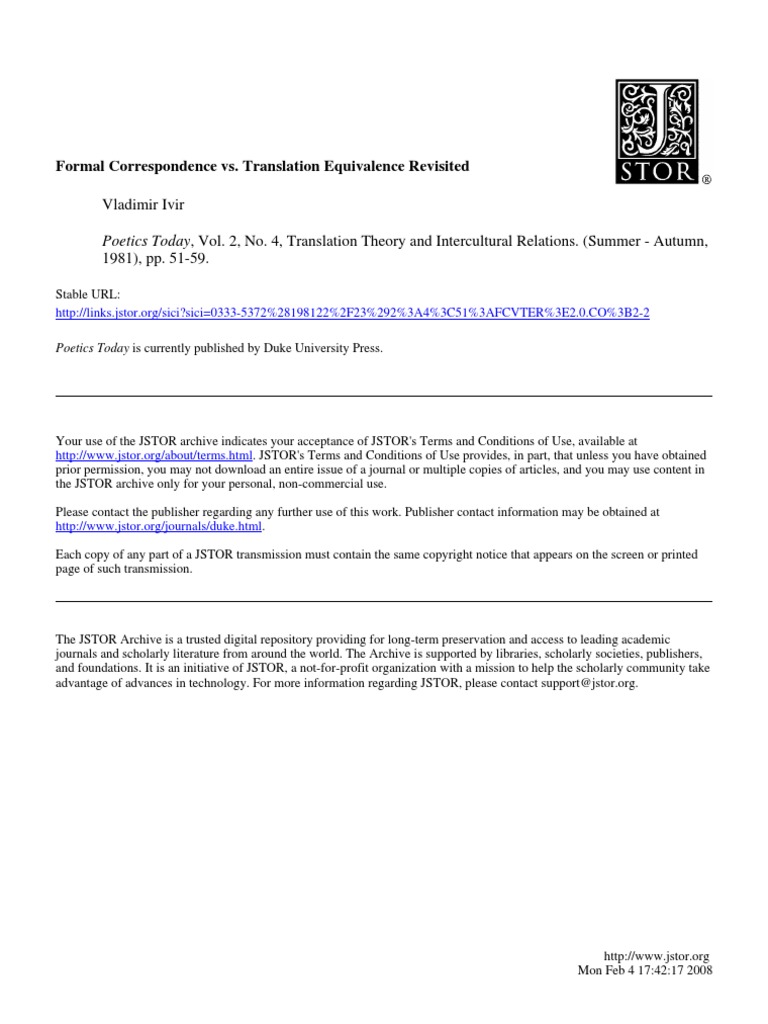 Formal Correspondence Vs Translation Equivalence Revisited | PDF ...