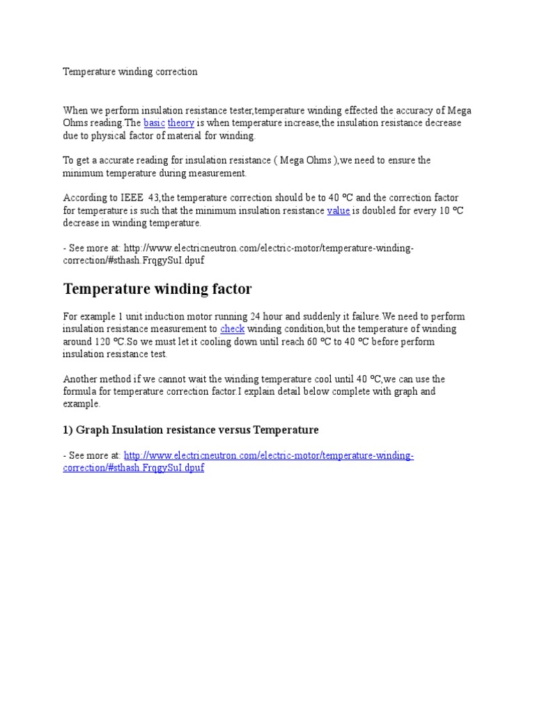 Temperature Winding Correction | PDF | Building Insulation | Electrical ...
