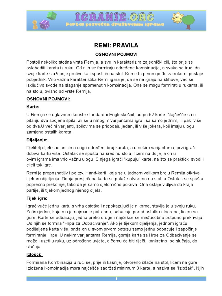 Remi Pravila PDF | PDF