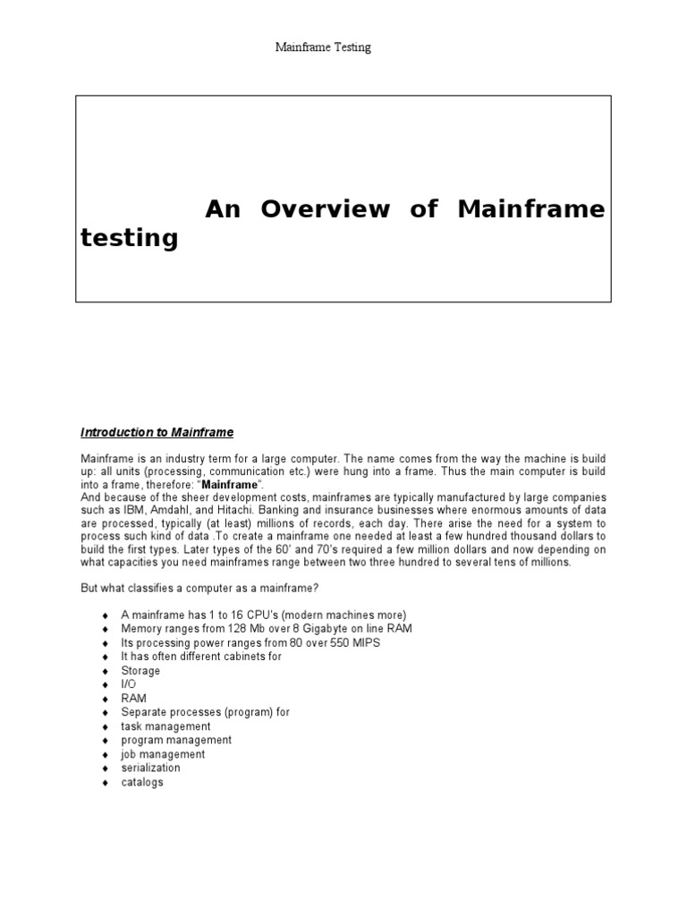 Approach For Mainframe Testing Copy1 Download Free Pdf Operating System Technology