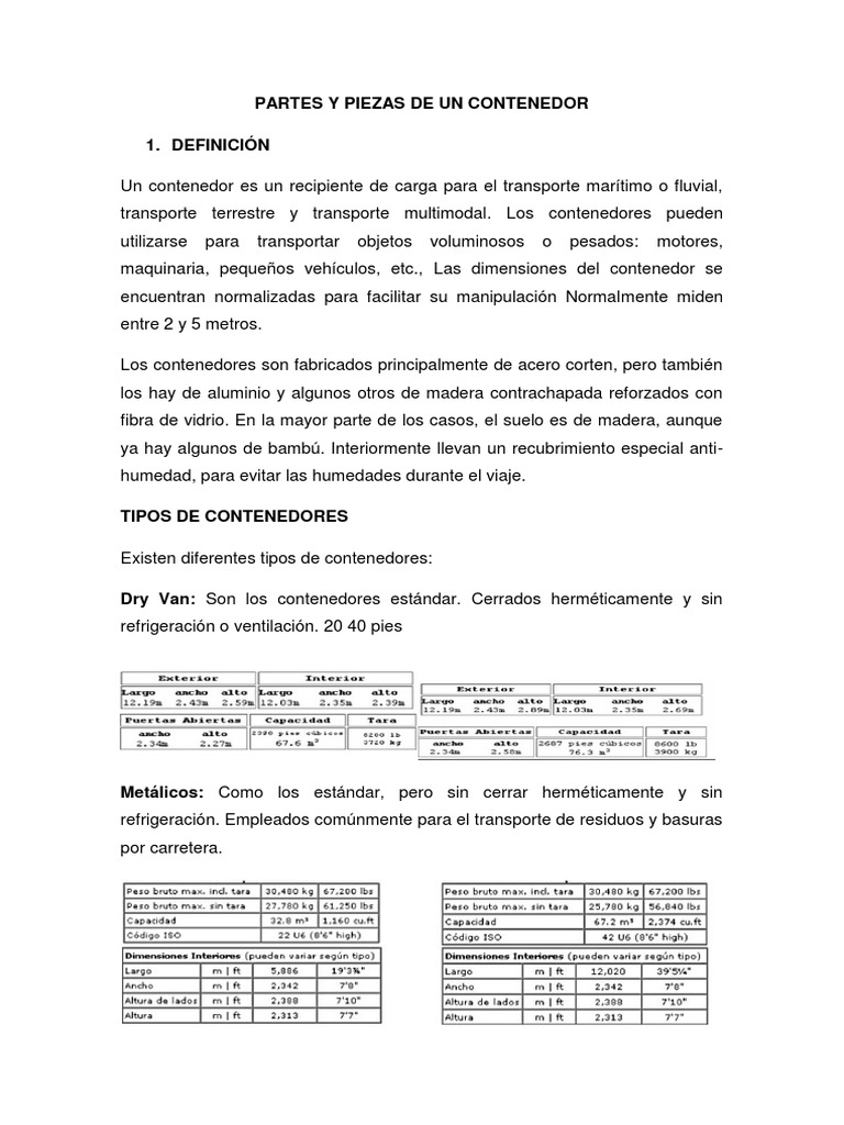 Partes y Piezas de Un Contenedor | Industrias | Transporte