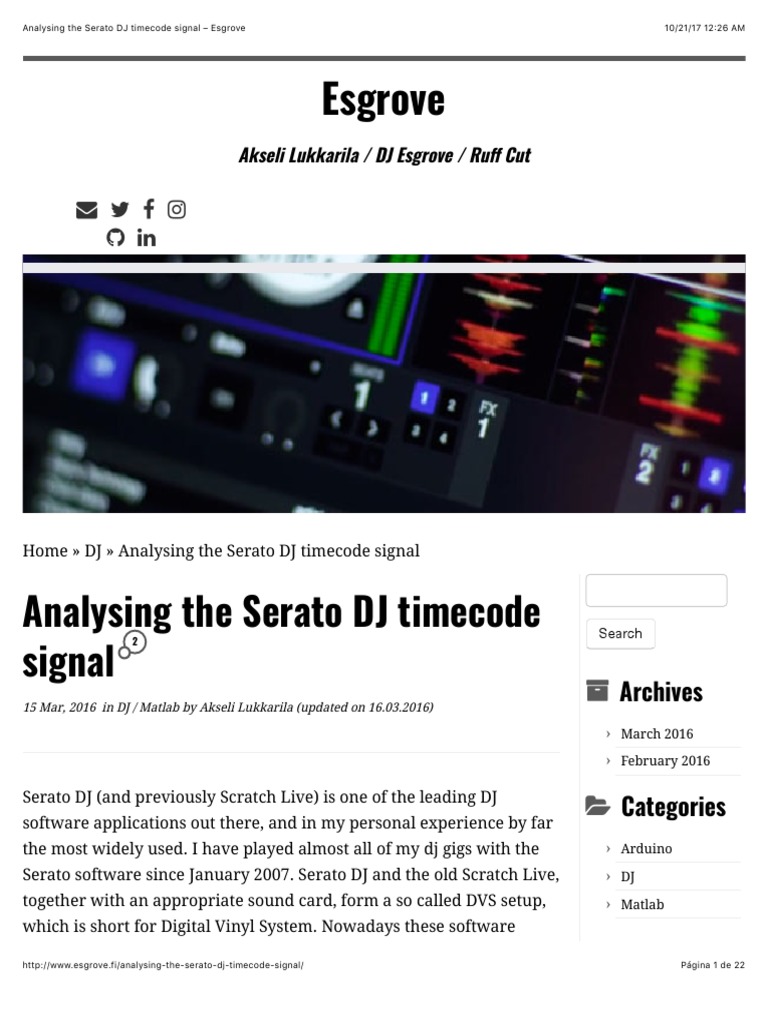 Analysing the Serato DJ Timecode Signal – Esgrove | Disc Jockey ...
