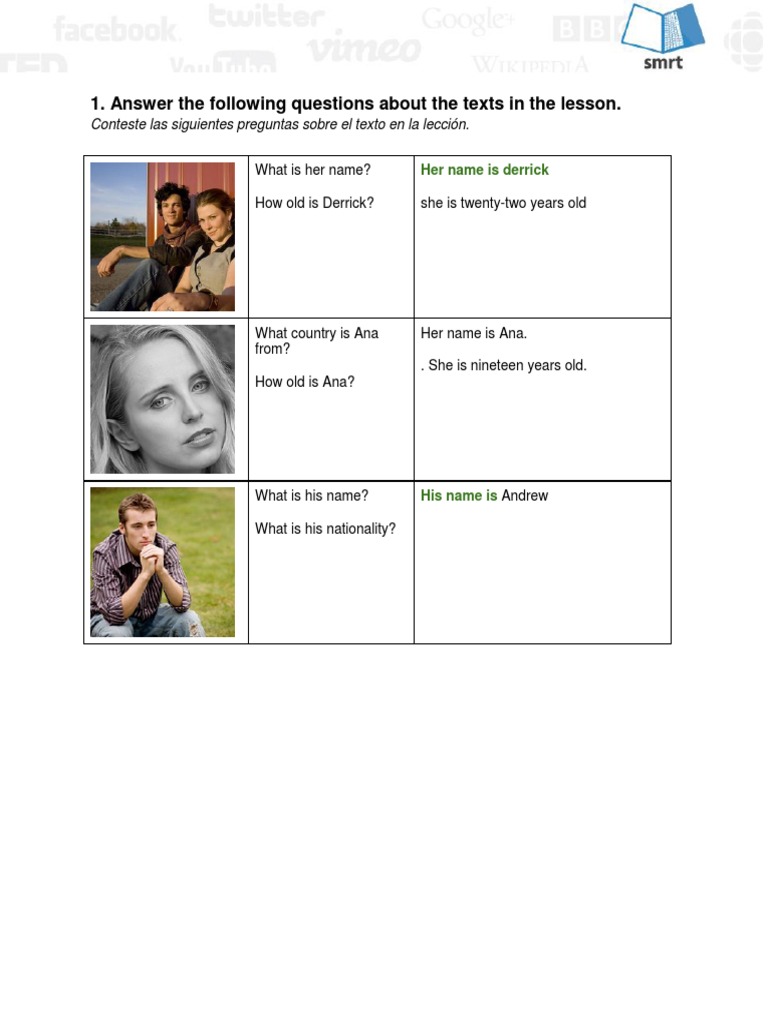 Answer The Following Questions About The Texts in The Lesson | PDF ...