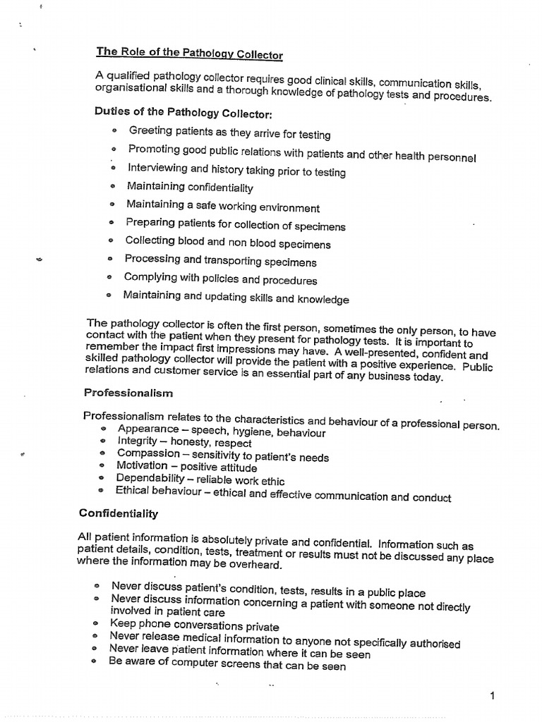 BSBCUS201 The Role of A Pathology Collector | PDF