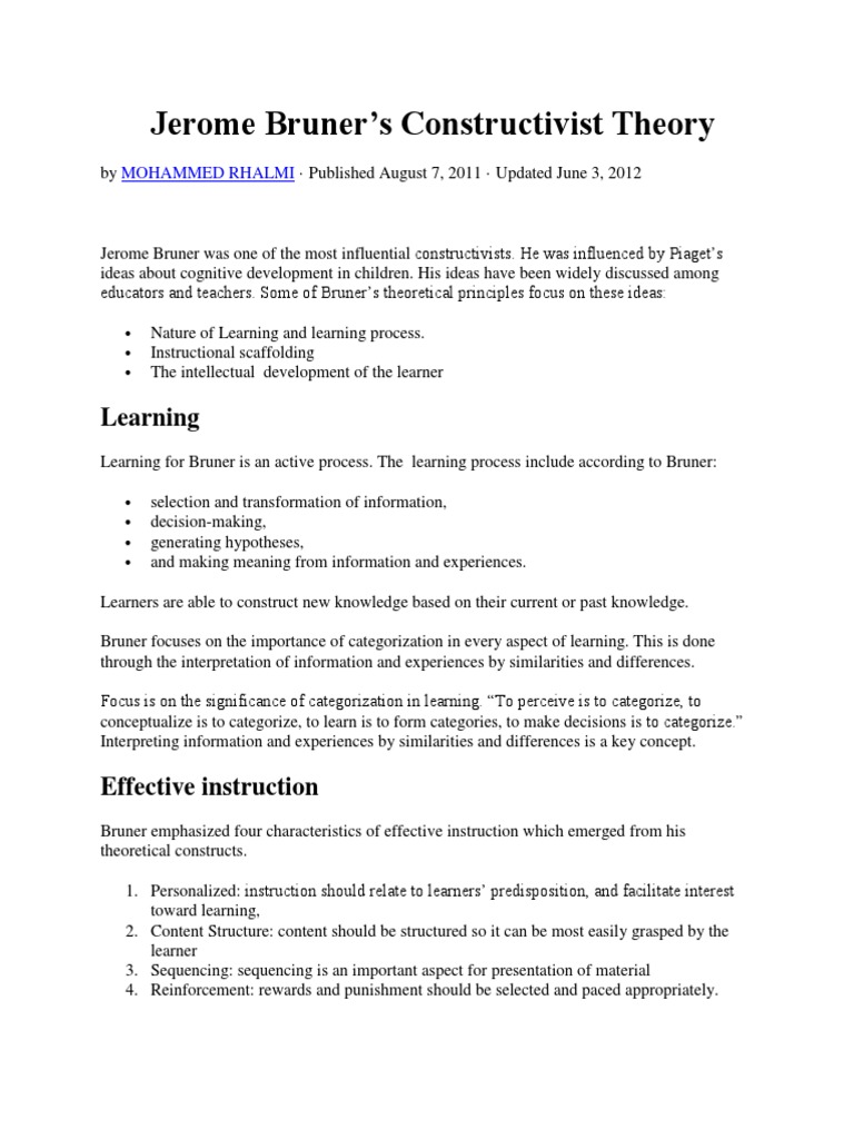 Jerome Bruner | Constructivism (Philosophy Of Education ...