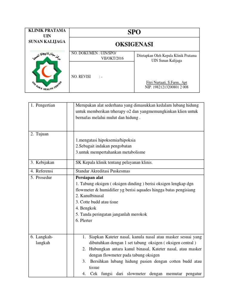 Sop Oksigenasi | PDF
