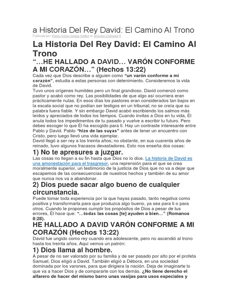 A Historia Del Rey David | PDF | David | Saulo