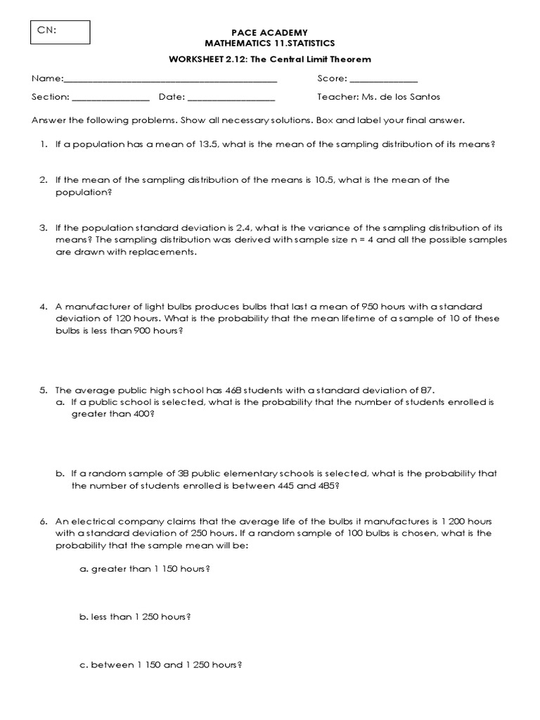 Math 11 Stat WS2.12 (37 Copies Long) | PDF