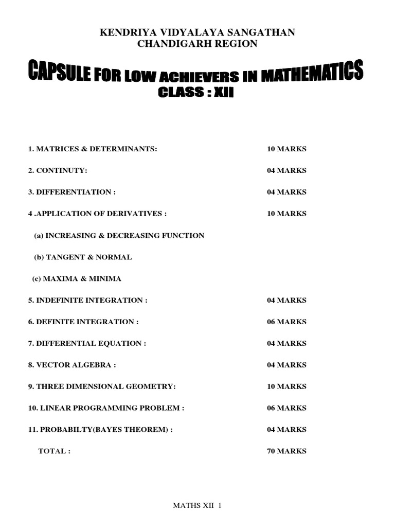 Class 12 Maths Exam Guide | PDF | Area | Matrix (Mathematics)