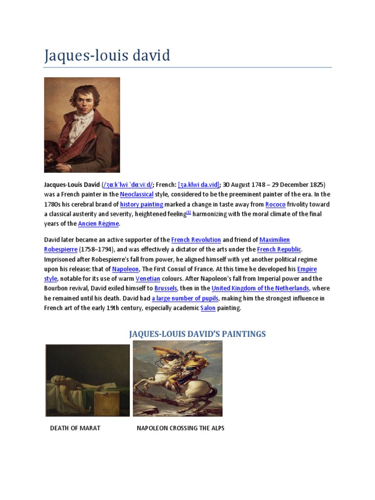 Jaques-Louis David'S Paintings | PDF | Sculpture | Paintings
