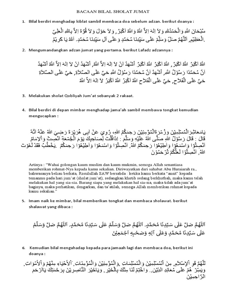 Bacaan Bilal Sholat Jumat Lengkap | PDF | Abrahamic Religions ...