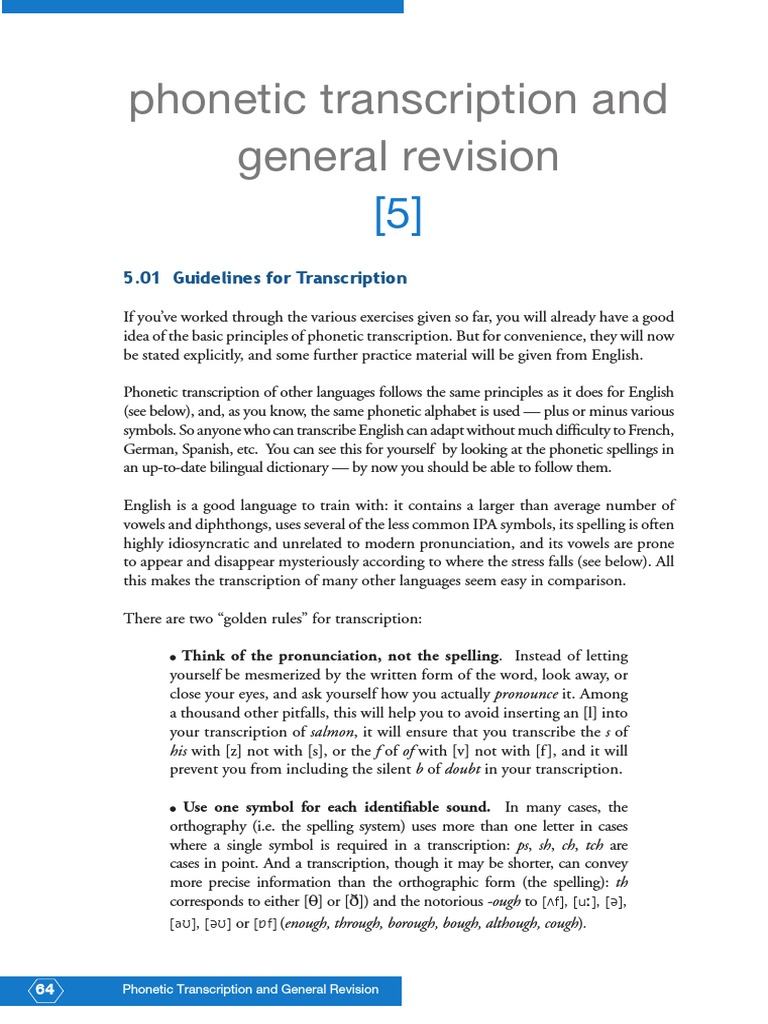 Phonetic Transcription Guidelines | PDF | Stress (Linguistics) | Human ...