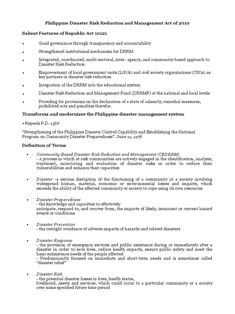 Ra 10121 | PDF | Disaster Risk Reduction | Emergency Management