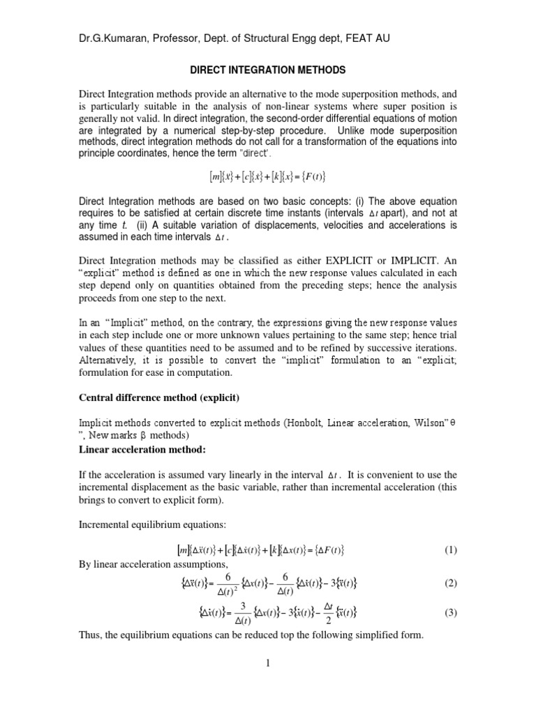 Direct Integration Methods - N | PDF | Integral | Nonlinear System