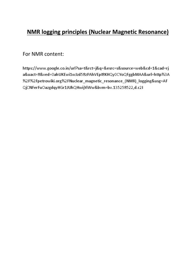 NMR Logging Principles | PDF
