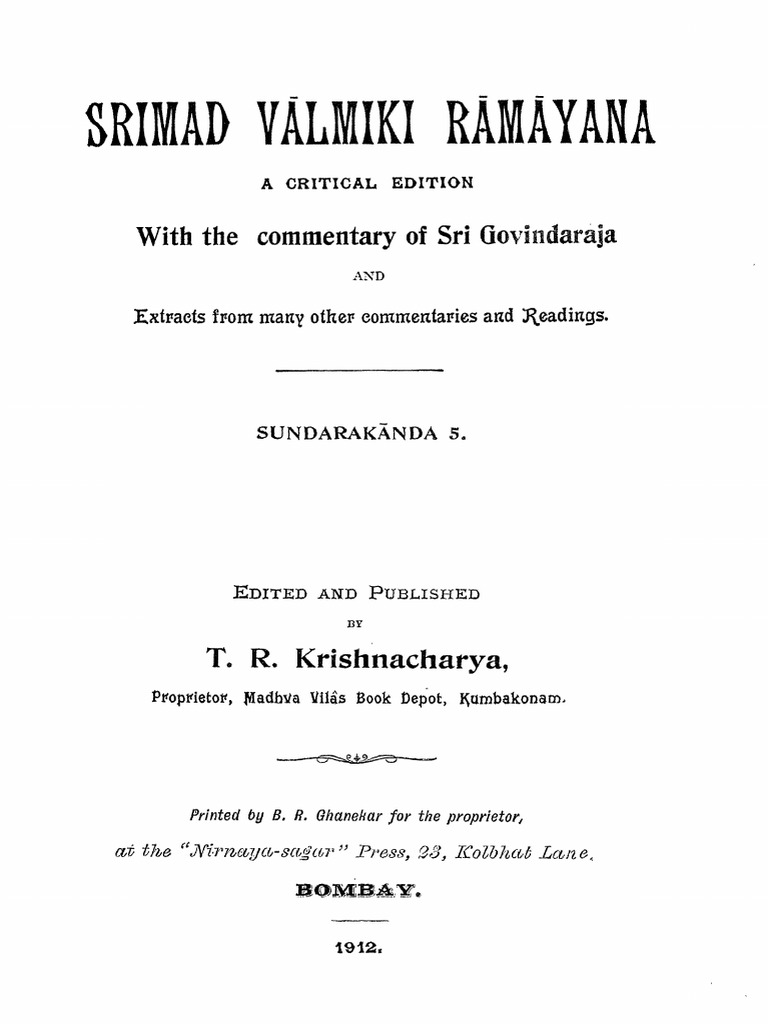5 Valmiki Ramayana-Sundara Kanda PDF | PDF